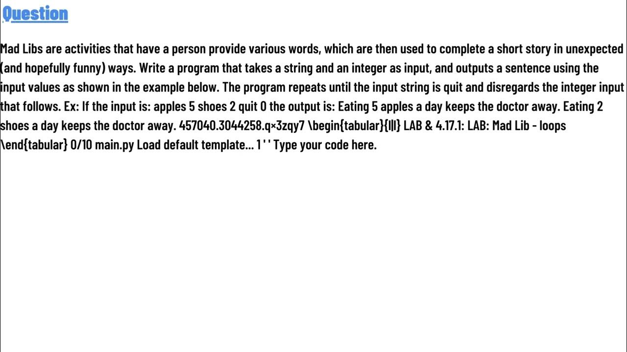 Mad Libs are activities that have a person provide various words - YouTube