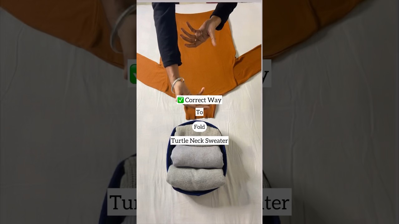 How to fold sweater | How to fold turtle neck | Turtle Neck | #hack ...