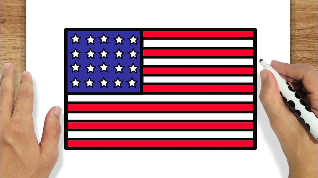 CÓMO DIBUJAR LA BANDERA DE EE.UU. | DIBUJO DE LA BANDERA AMERICANA ...