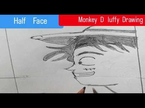 How to draw Monkey D. Luffy || Monkey d luffy half face drawing || Easy ...