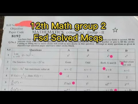 solved Mcqs 12th Math fsd group 2 paper 2024 | 2nd year biology paper ...