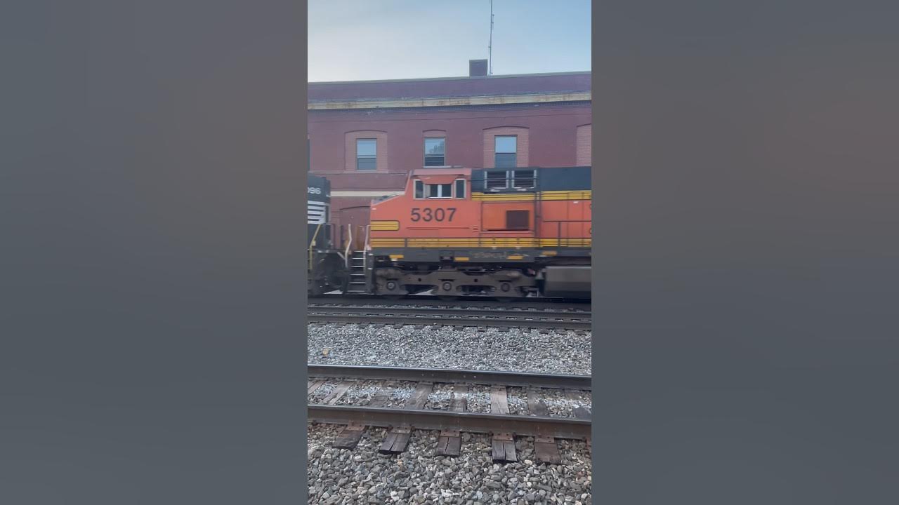 Norfolk Southern 1096 leads BNSF 5307 and 7556 power Intermodal Train Elm Street Greensboro NC ...