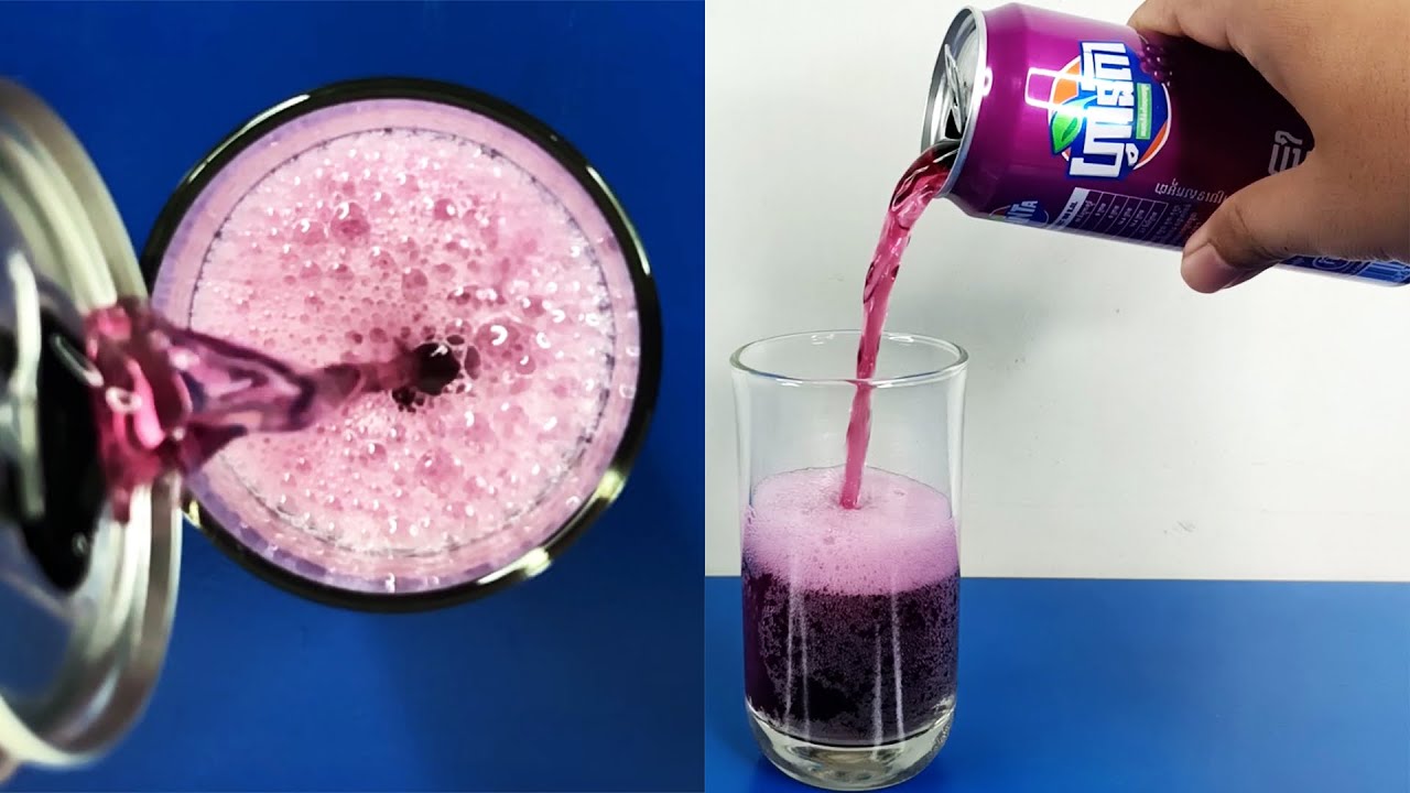 Amazing Fanta Grape Flavor pouring in slow motion - YouTube