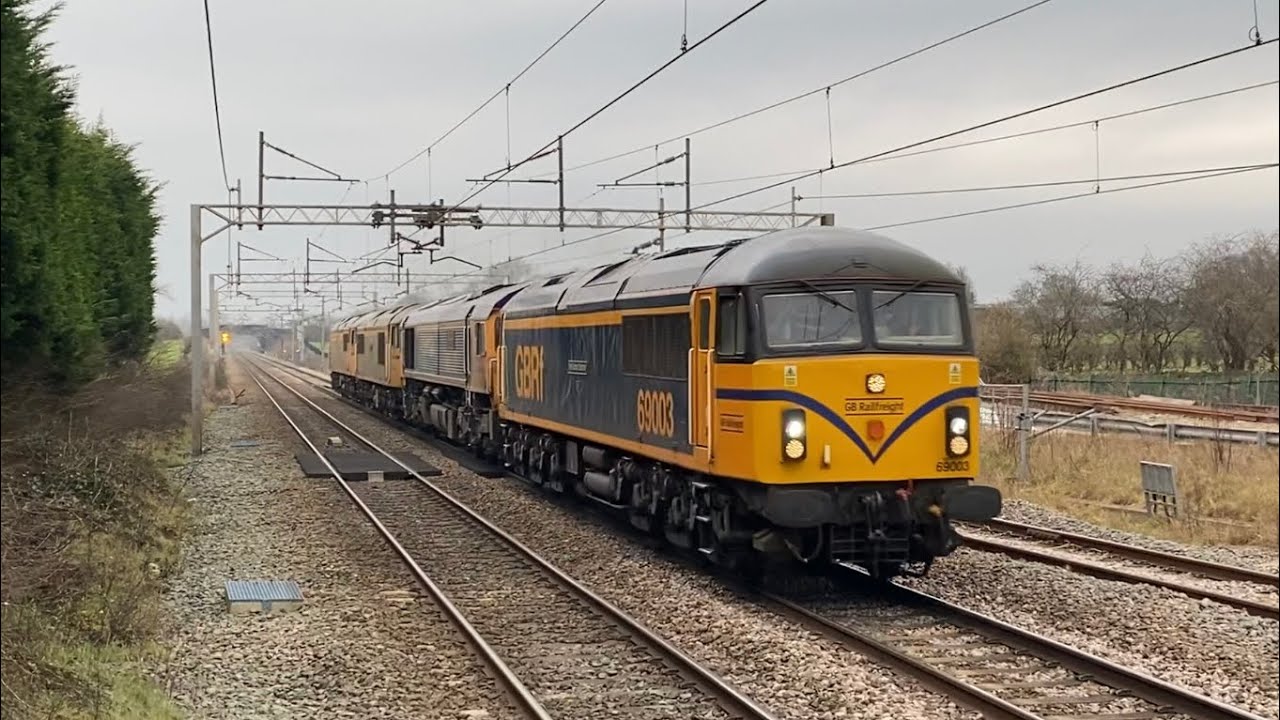 GBRf Class 69 Convoy 69006, 69003, 69001 & 66773 plus unusual Biomass ...
