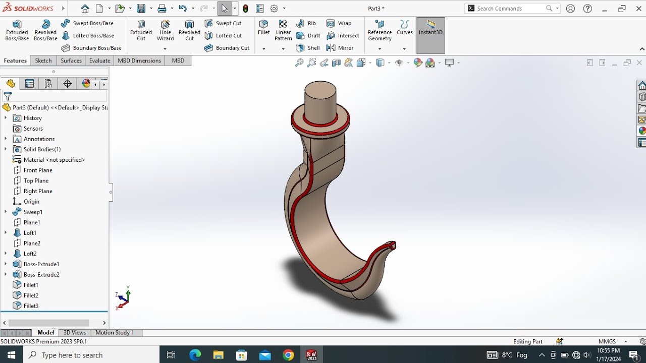 Solidworks Crane hook crested | Solidworks tutorial for beginners and ...