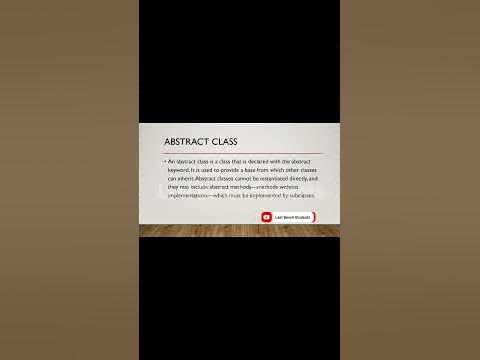 Abstract Method | JAVA PROGRAMMING | @LastBenchStudents3 #video - YouTube
