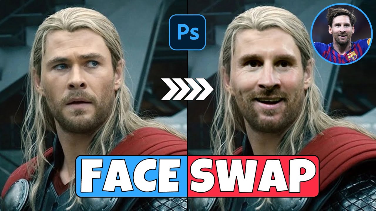 Face Swap Photoshop (FAST & EASY TUTORIAL!) - Messi Face on Thor - YouTube