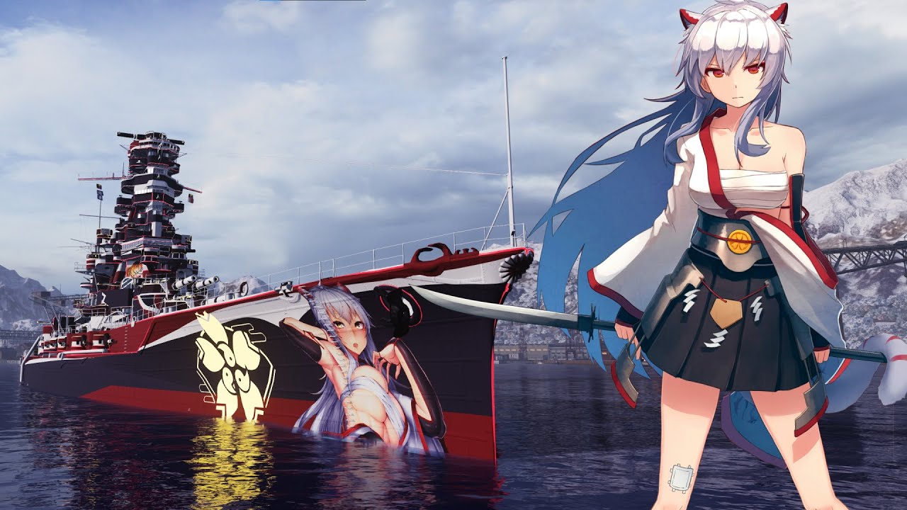 World Of Warships X Azur Lane mod - Hyuuga gameplay - YouTube