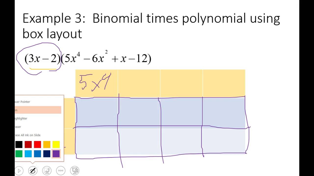 multiplying polynomials with boxes - YouTube
