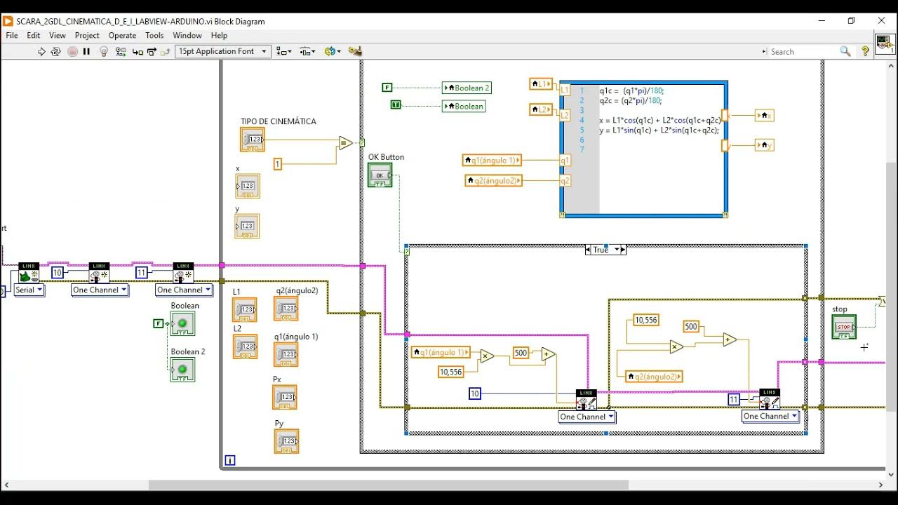 ROBOT SCARA 2GDL_CINEMÁTICA DIRECTA E INVERSA CON LABVIEW-ARDUINO - YouTube