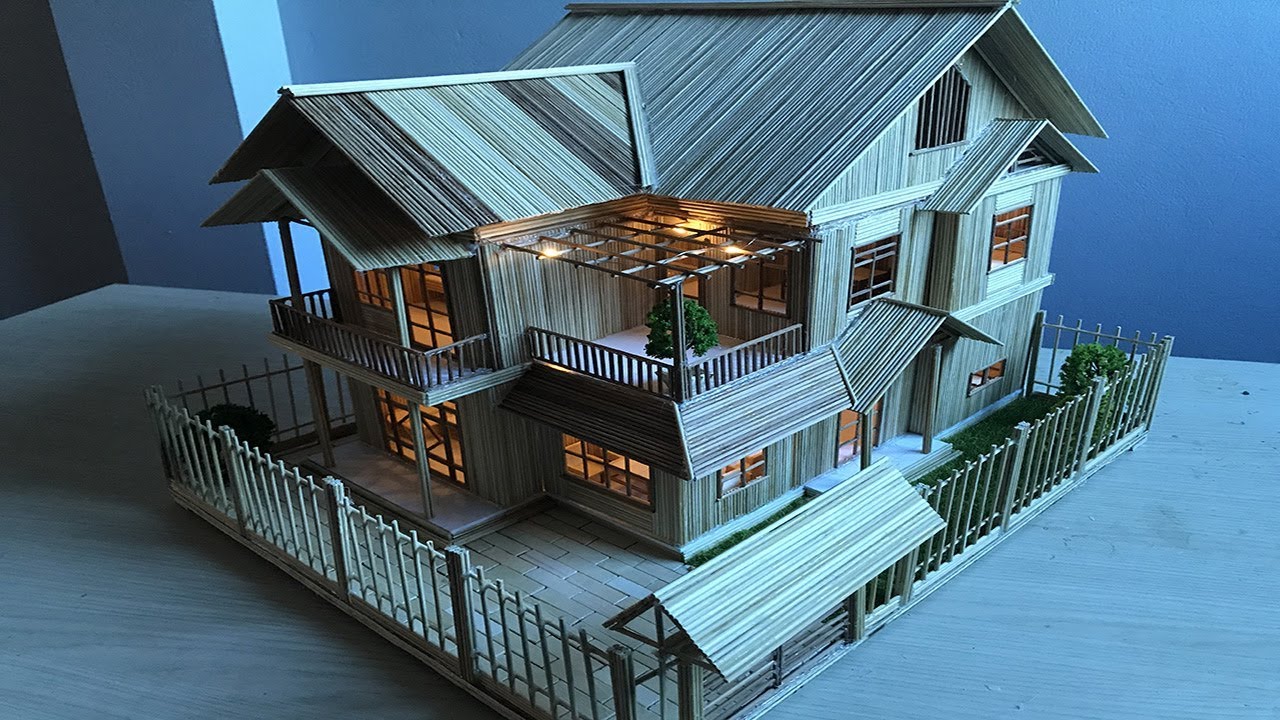 Building Wooden Stick Mansion Time Lapse HD - DIY at home - YouTube