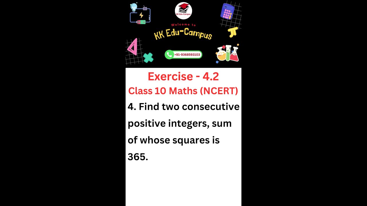 Exercise 4.2 Q - 4 | NCERT Class 10 Maths Solutions | Quadratic Equations Chapter - 4 NCERT ...