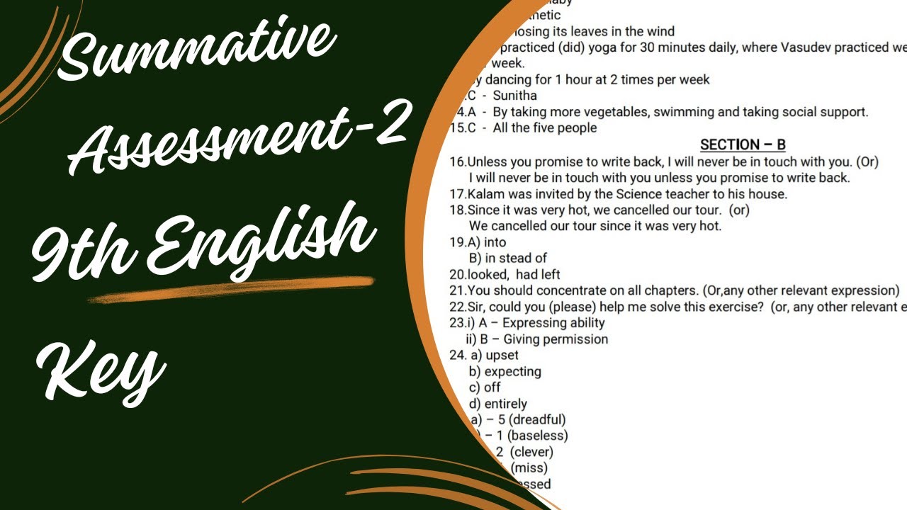 ️💐 Classroom Based Assessment-3 CBA-3 April-24 9th Class English Key ...