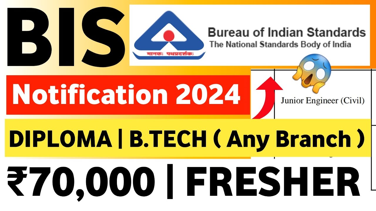 BIS Recruitment 2024 | BIS Vacancy 2024 | Fresher ₹70,000 JE AE Job 2024 | JE Recruitment 2024 ...