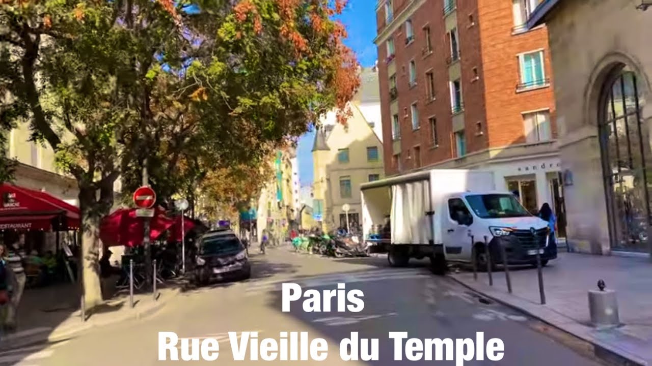 Paris city walks Rue Vieille du Temple Paris, France 4K - YouTube