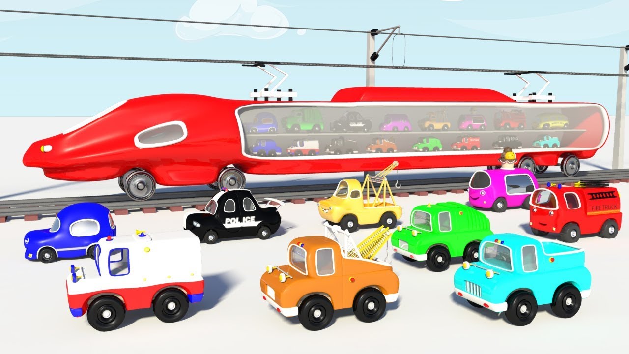Colors For Children to Learn With Train Transporter Toy Street Vehicles ...