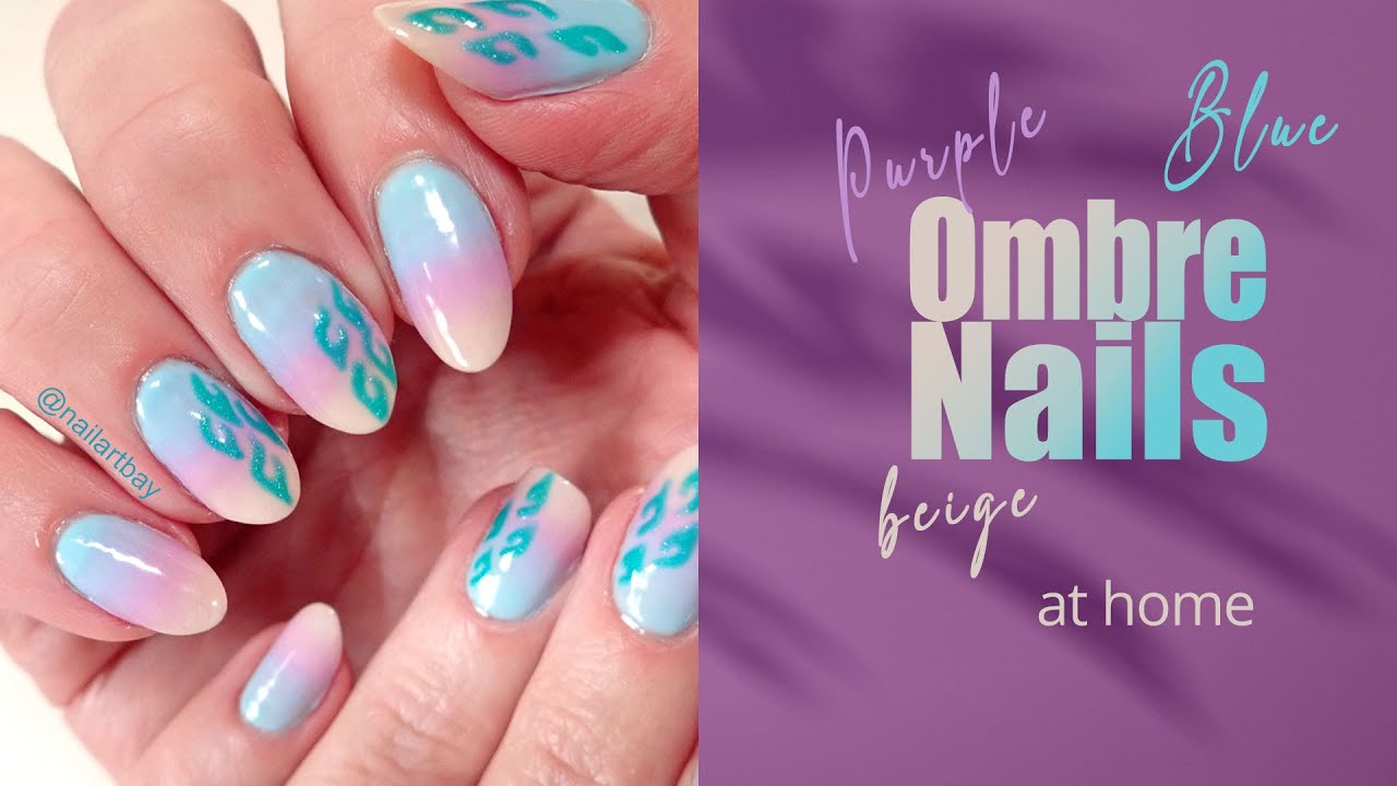 Blue & Purple Ombre Nails with Gel Polish - Easy DIY Nail Art - YouTube