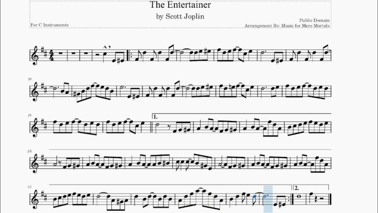 The Entertainer - by Scott Joplin - Beginner - Play Along for C ...