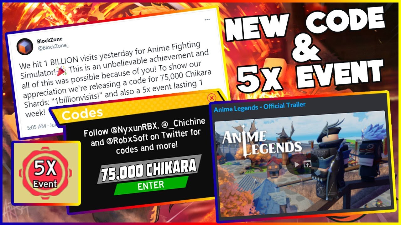 *NEW CODE* 75,000 CHIKARA, 5X EVENT & NEW TRAILER ANIME LEGENDS | ANIME ...