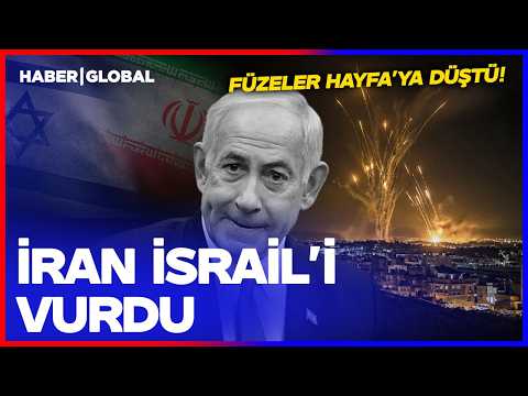 İran İsrail'i Vurdu! Füzeler Hayfa'ya Böyle Düştü