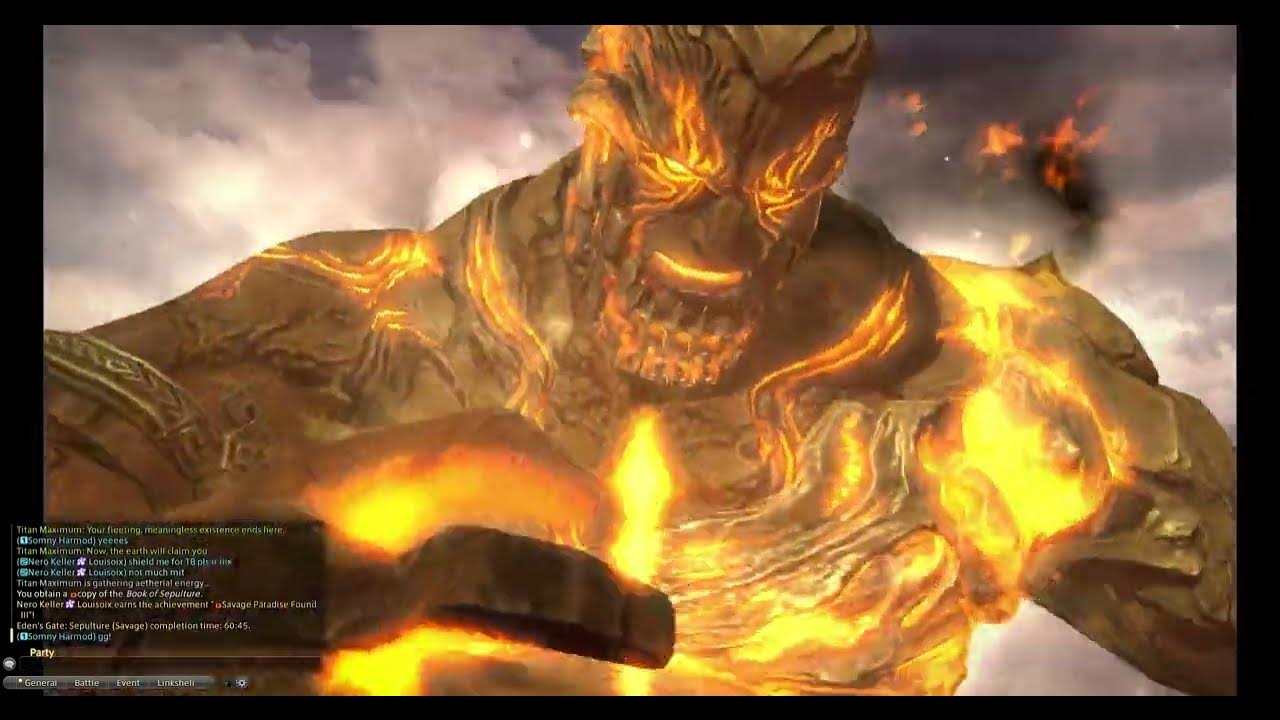 FINAL FANTASY XIV Eden's Gate Sepulture 4 Titan savage unsynced 3 players 6.1 - YouTube