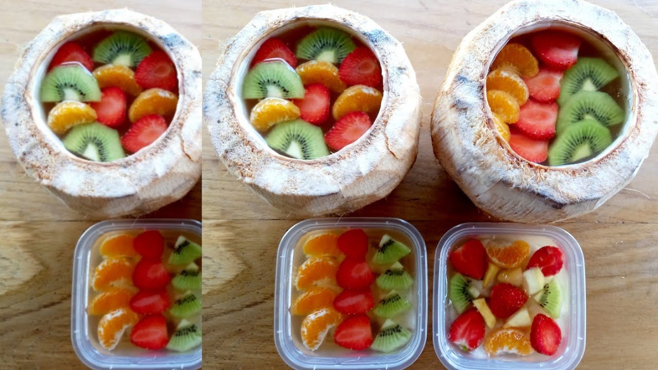 Cara membuat puding kelapa muda & ide usaha Dessert coconut jelly fruit ...