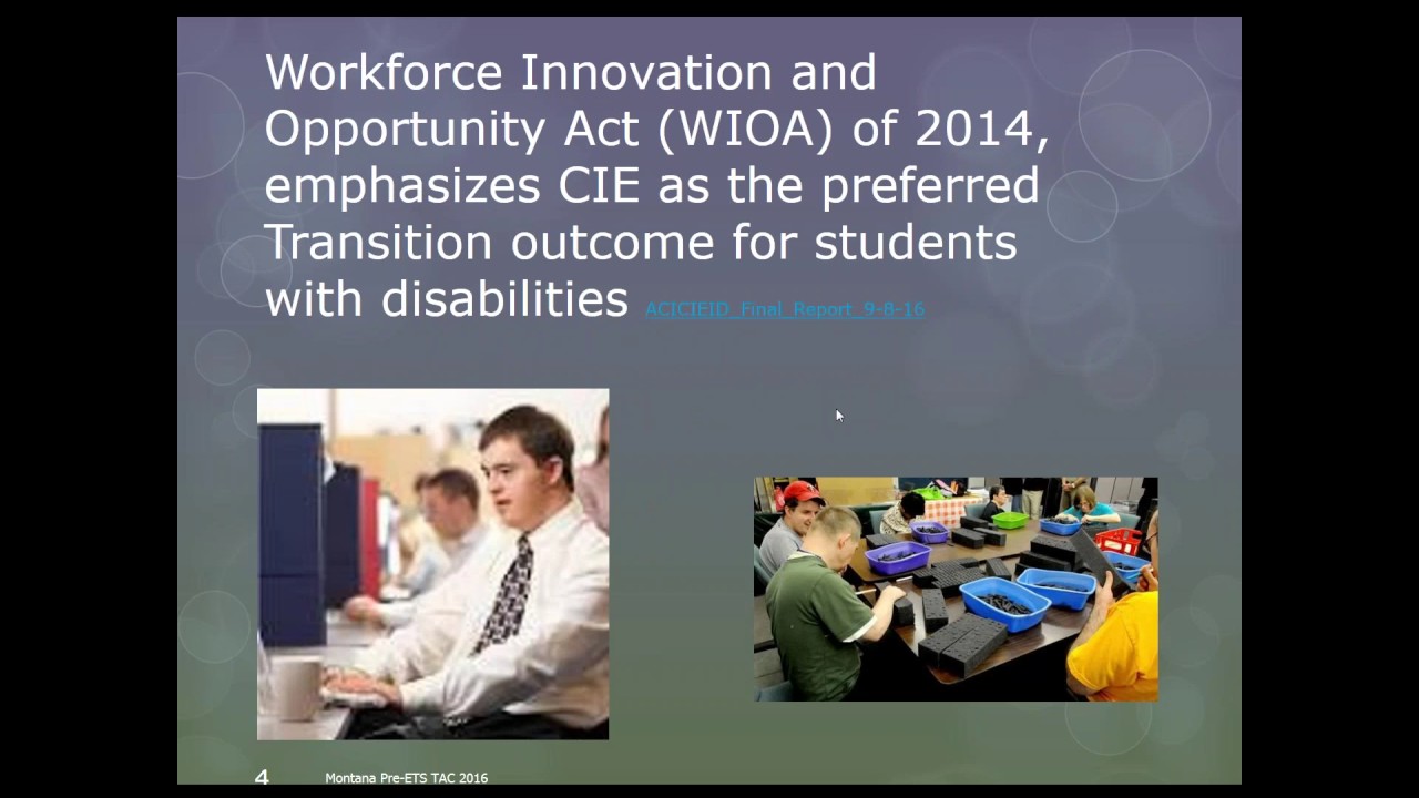 Transition: Fulfilling the WIOA Mandate of Competitive Integrated ...