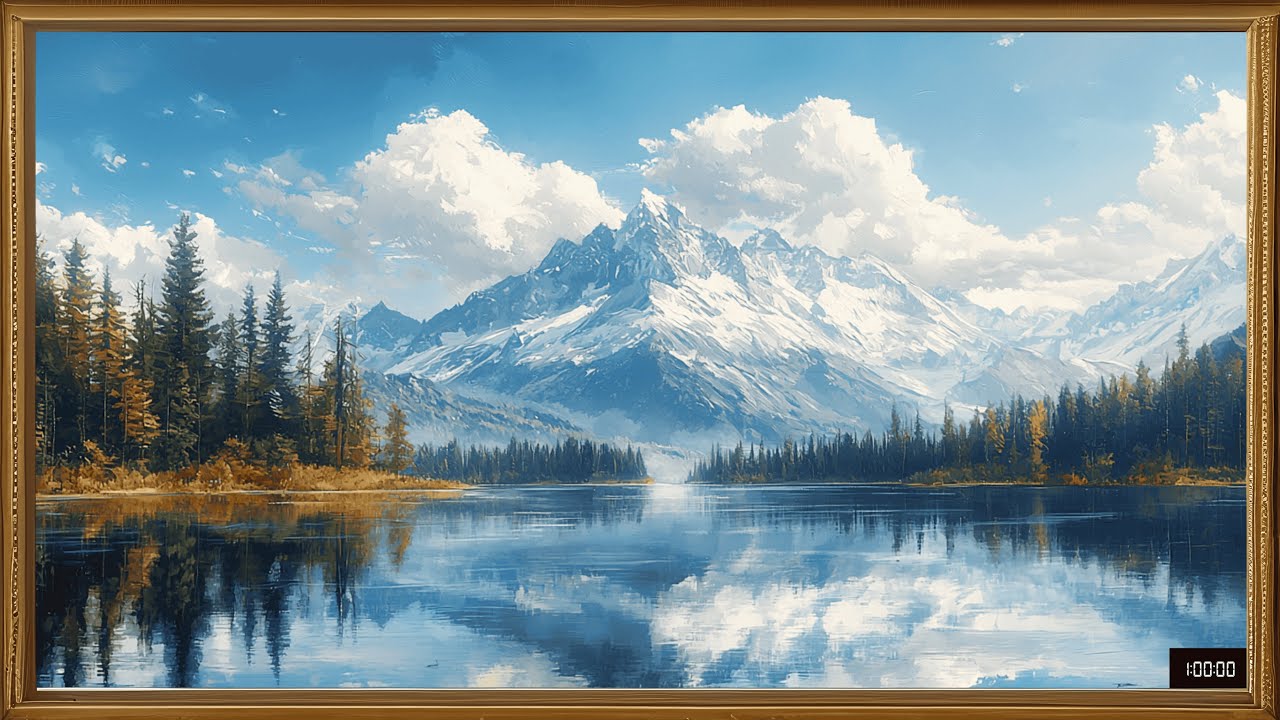 Sensational Wall Art with Mountain Stream Sounds | Gold Frame tv | TV ...