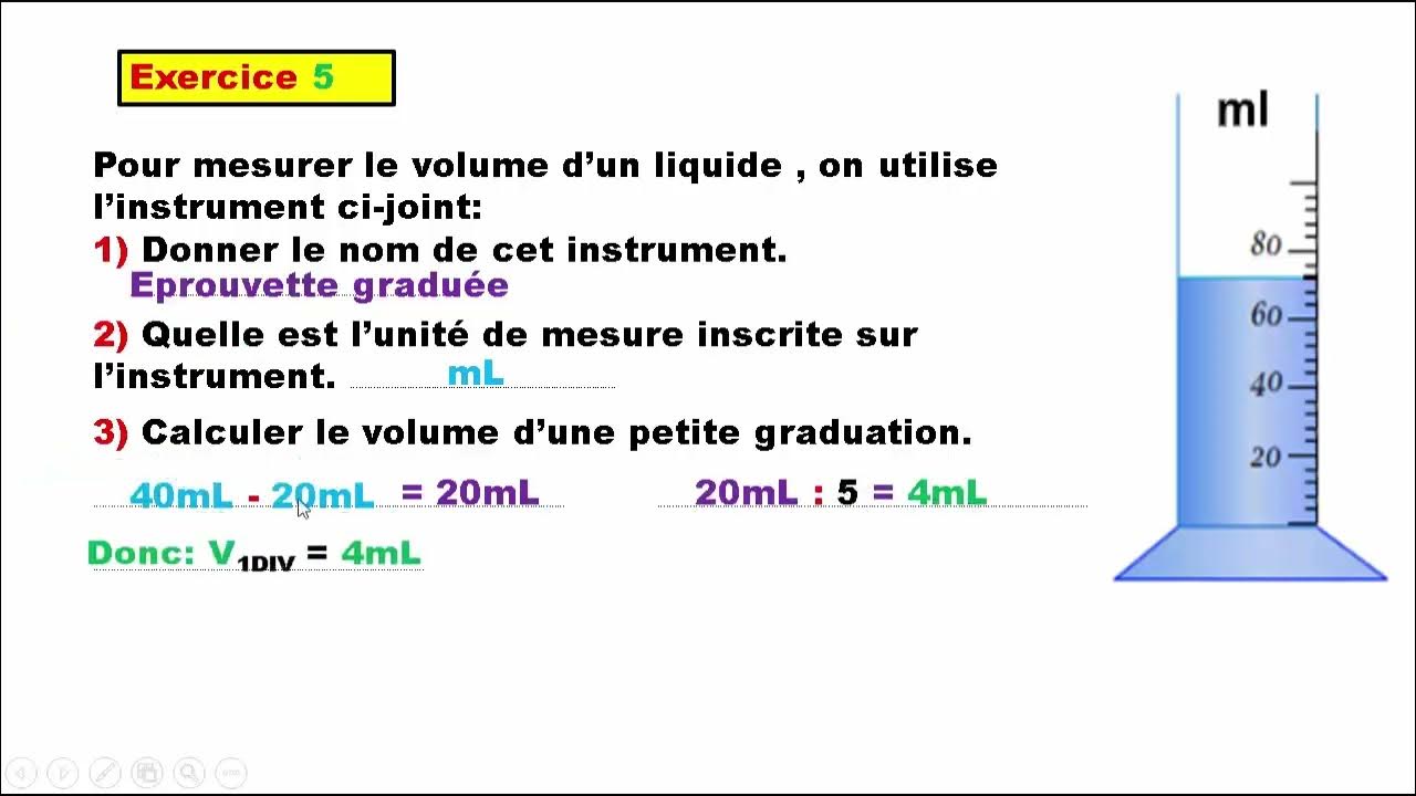 Exercice 5: Le volume et la masse 1APIC - YouTube