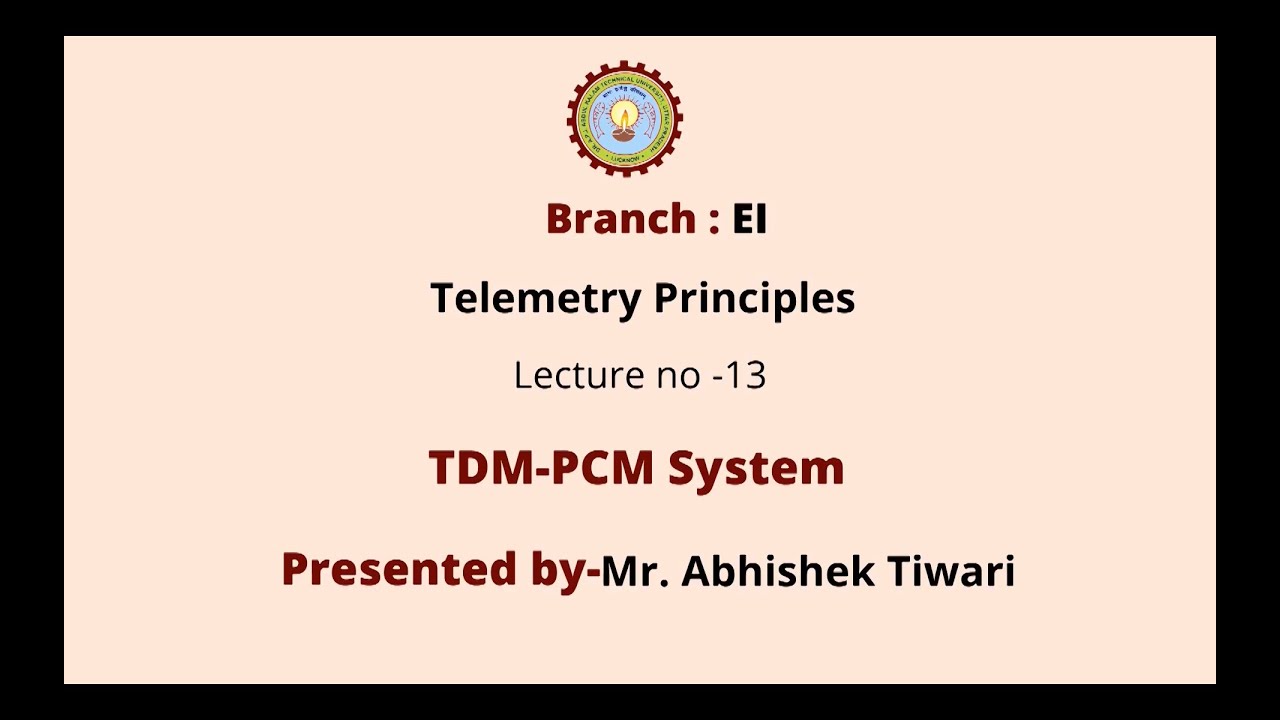 Telemetry Principles | TDM-PCM System | AKTU Digital Education - YouTube