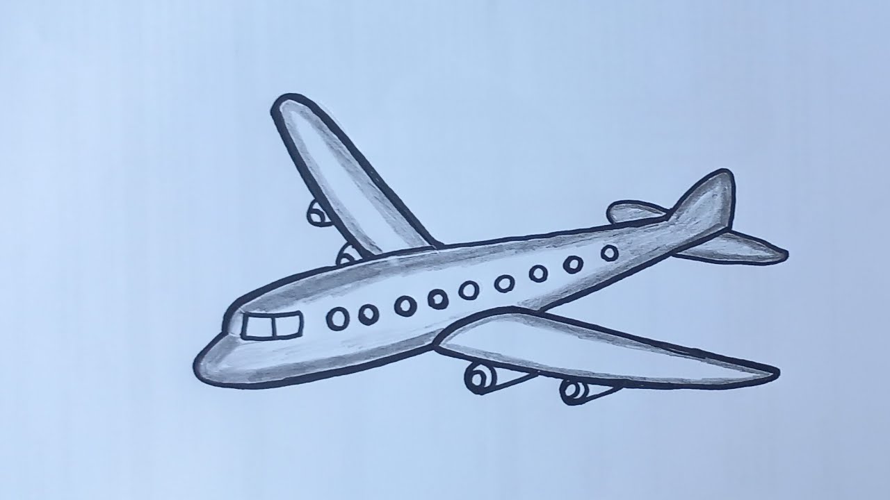 Easy draw an airplane | Plane drawing easy | Borhan Art Gallery - YouTube