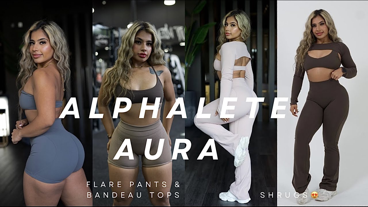 FLARES, SHRUGS, BANDEAU TOPS- Alphalete Aura Collection Try on Haul ️ - YouTube
