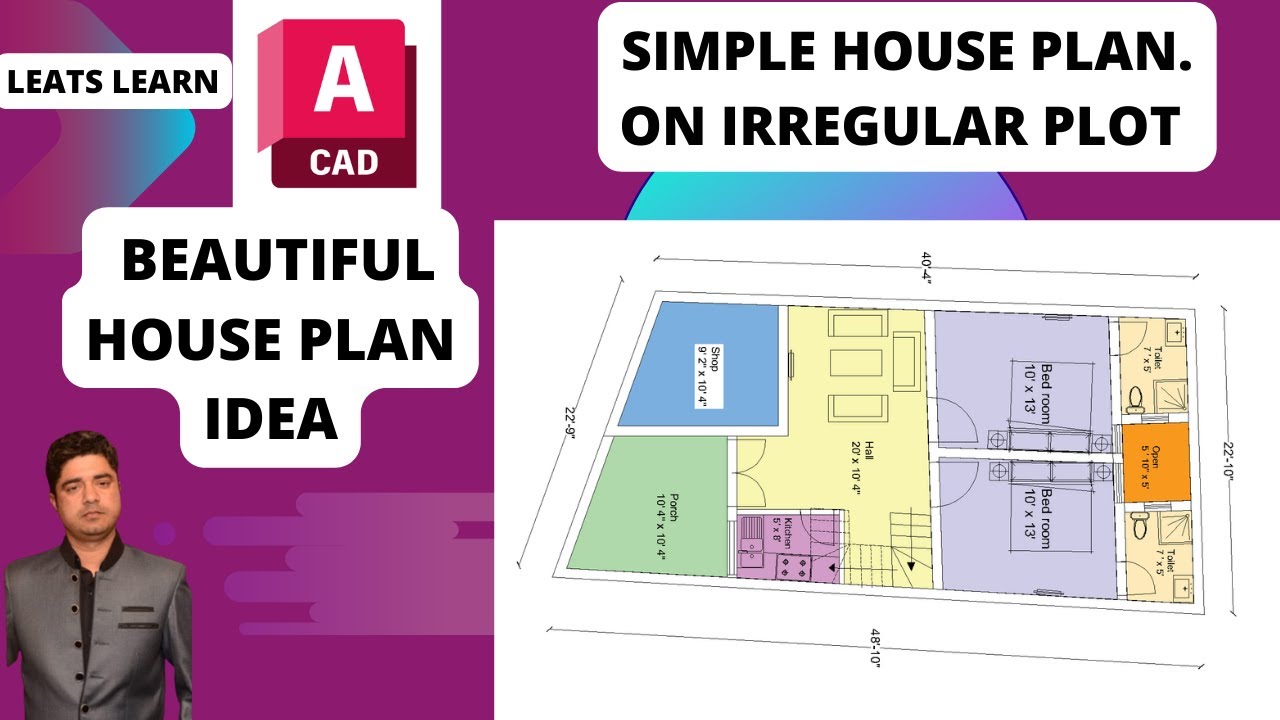 Beautiful and simple house Plan on Irregular Plot. 22 ft x 48 Ft House ...