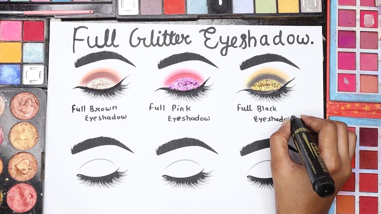 6 Easy & simple eye makeup for Beginners | Full Glitter Eyeshadow ...