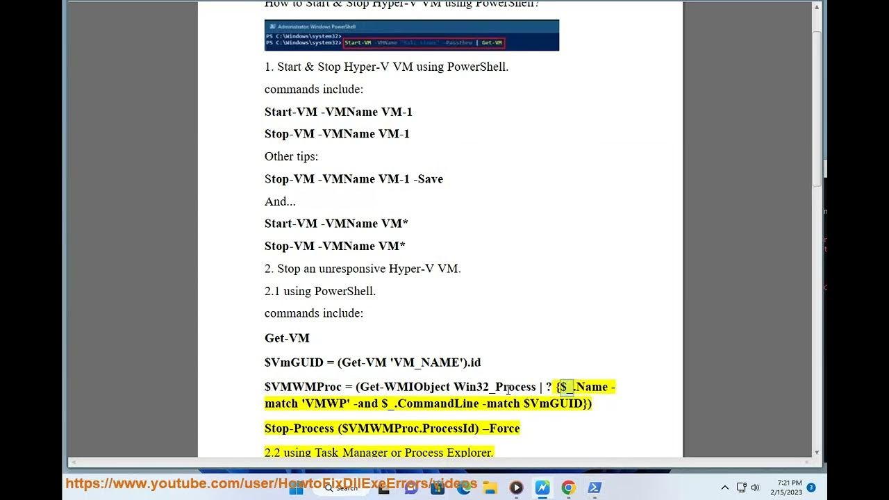 Start & Stop Hyper-V VM using PowerShell on Windows (6/23/2023 Updated) - YouTube