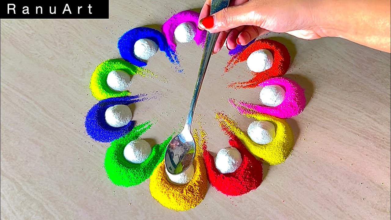 Simple Festival Rangoli |Easy Rangoli |Daily Rangoli |Rangoli colors ...