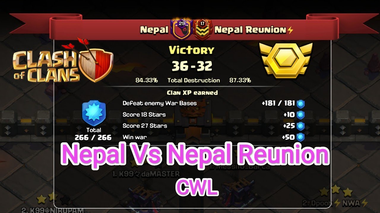 Nepal Vs Nepal Reunion | CWL Day-1| September CWL| Clash of Clans ...