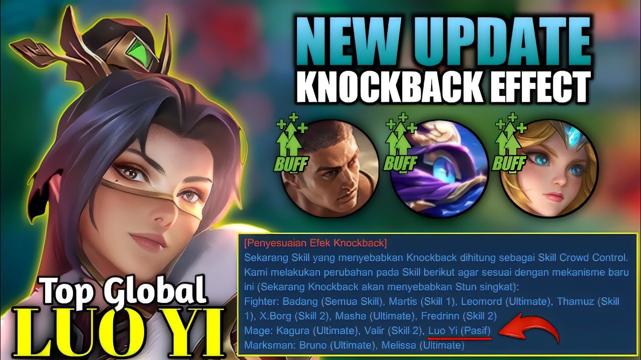NEW UPDATE KNOCKBACK EFFECT LUO YI (Pasif) | LUO YI TOP 1 GLOBAL - YouTube