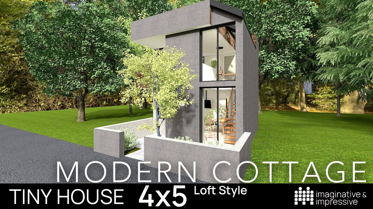Very Tiny, Very Cozy! Loft Tiny House Design 4x5 with Ceiling Windows ...