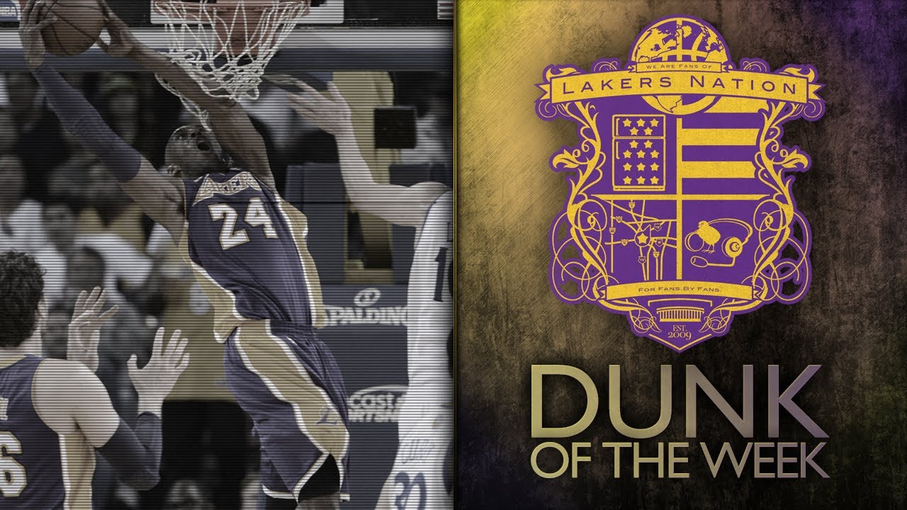 Lakers Dunk Of Week: Kobe Bryant Double Clutch One Handed Reverse On ...