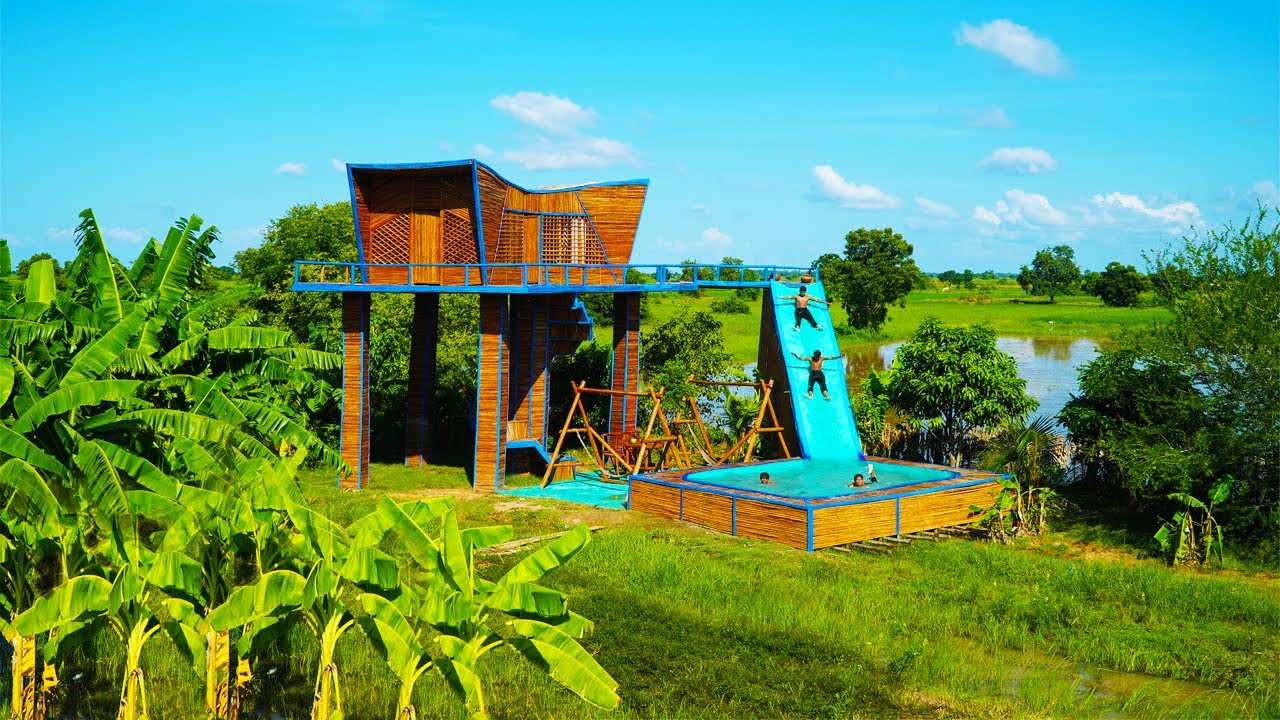 [Full Build] Build The Most Modern Bamboo Resort House & Best Swimming ...