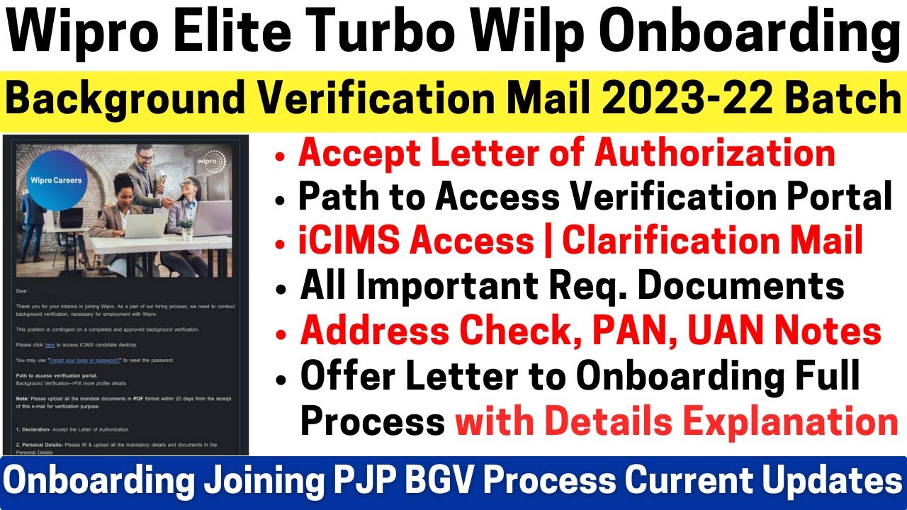Wipro Elite Turbo Wilp Onboarding Background Verification Complete ...