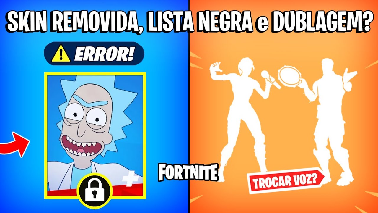 FORTNITE - SKINS RICK AND MORTY LISTA NEGRA, GESTO DUBLAGEM e POLÊMICA ...