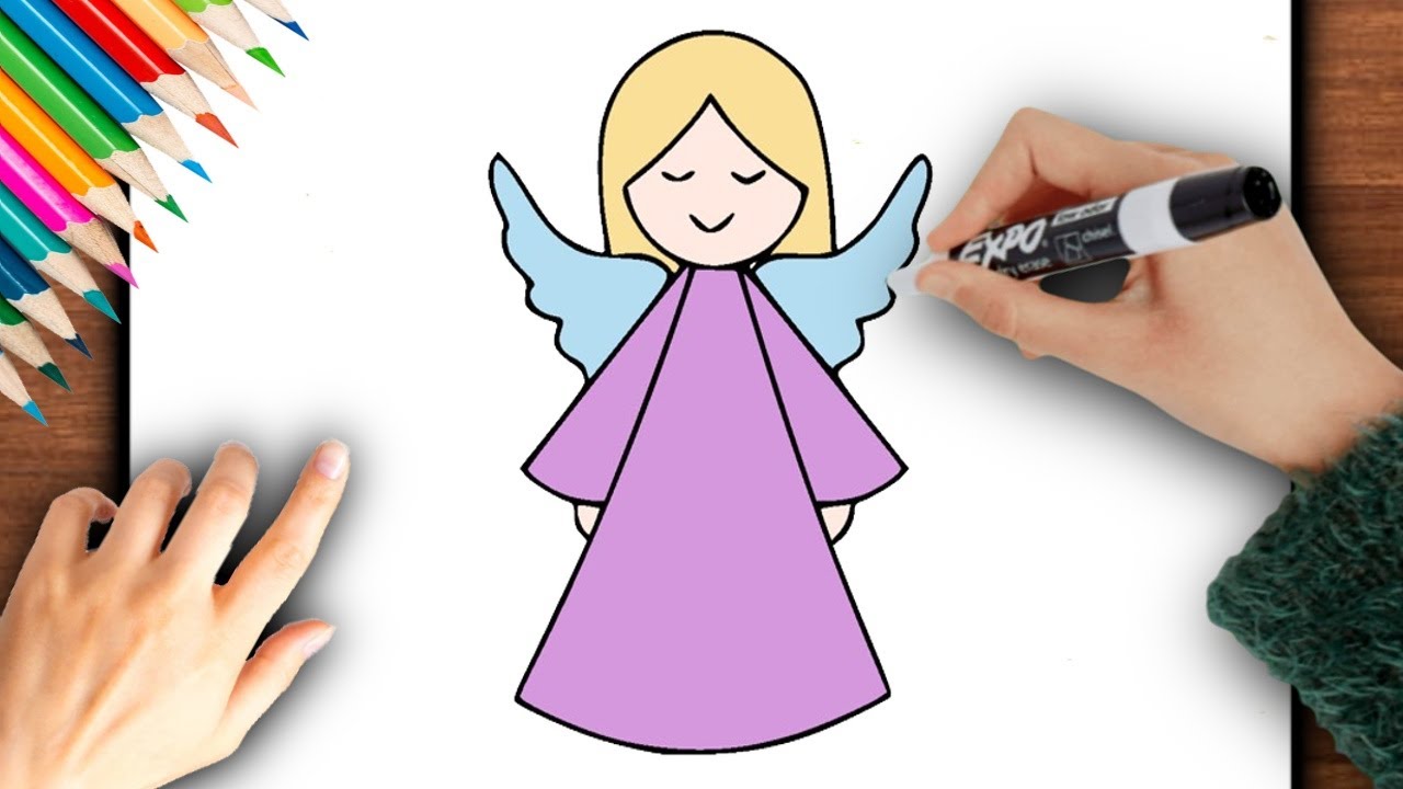 💜💛 COMMENT DESSINER UN ANGE DE NOËL - FACILE ÉTAPE PAR ÉTAPE - YouTube