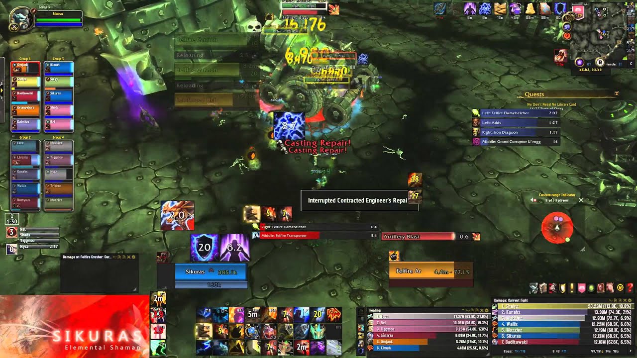 World of Warcraft WoD Why Me vs Hellfire Assault Mythic Elemental PoV ...