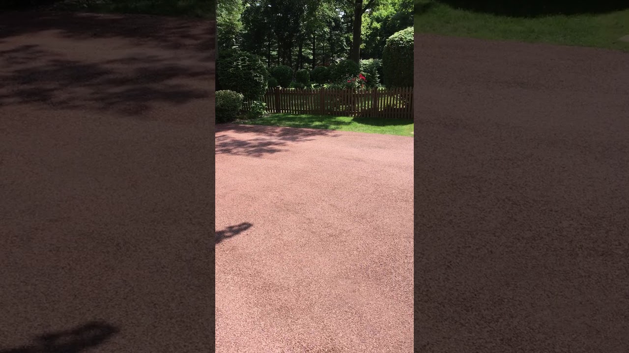 Tar and Chip Driveway with Barn Burgundy Red Colored Stone - YouTube