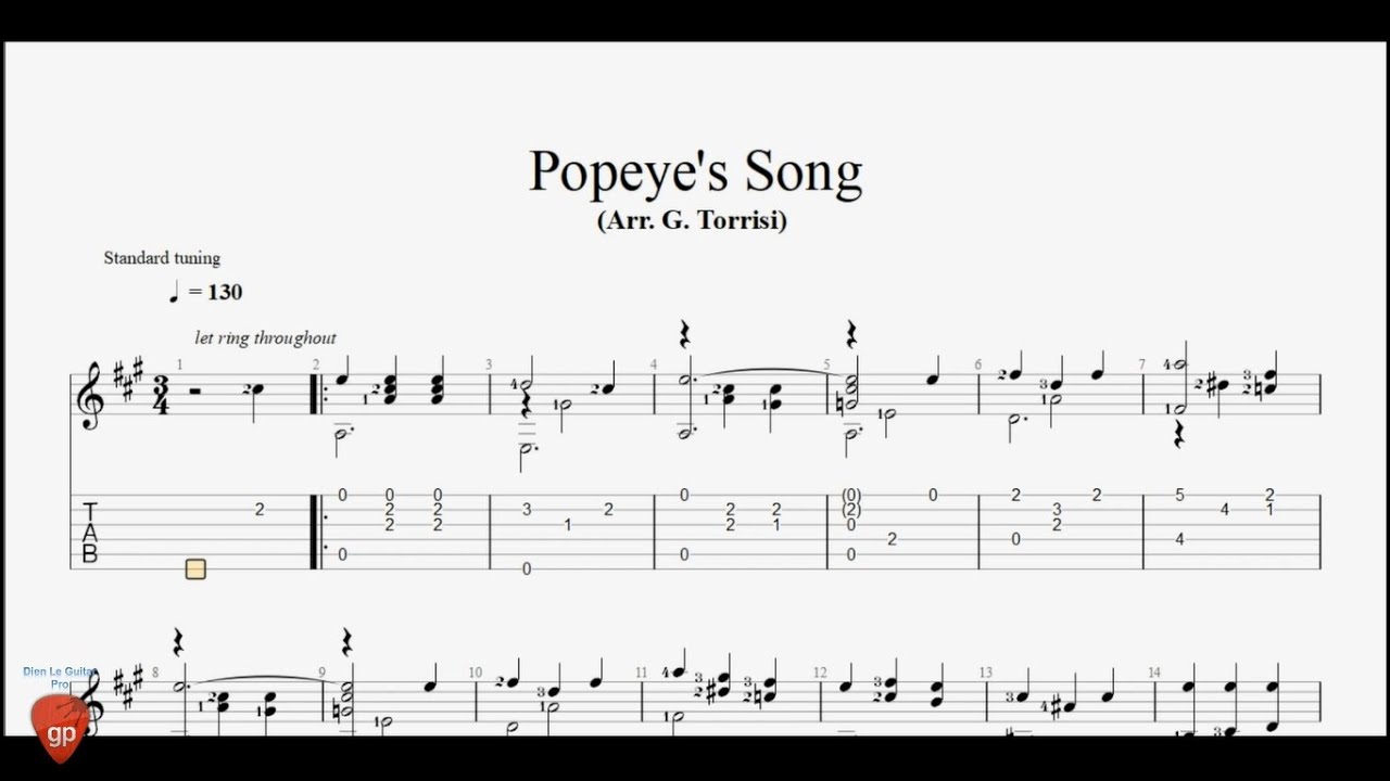 Popeye's Song - Guitar Pro Tab - YouTube