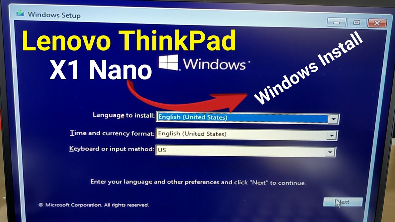 Lenovo thinkpad X1 Nano Laptop windows install and Explanation Full Tutorial - YouTube