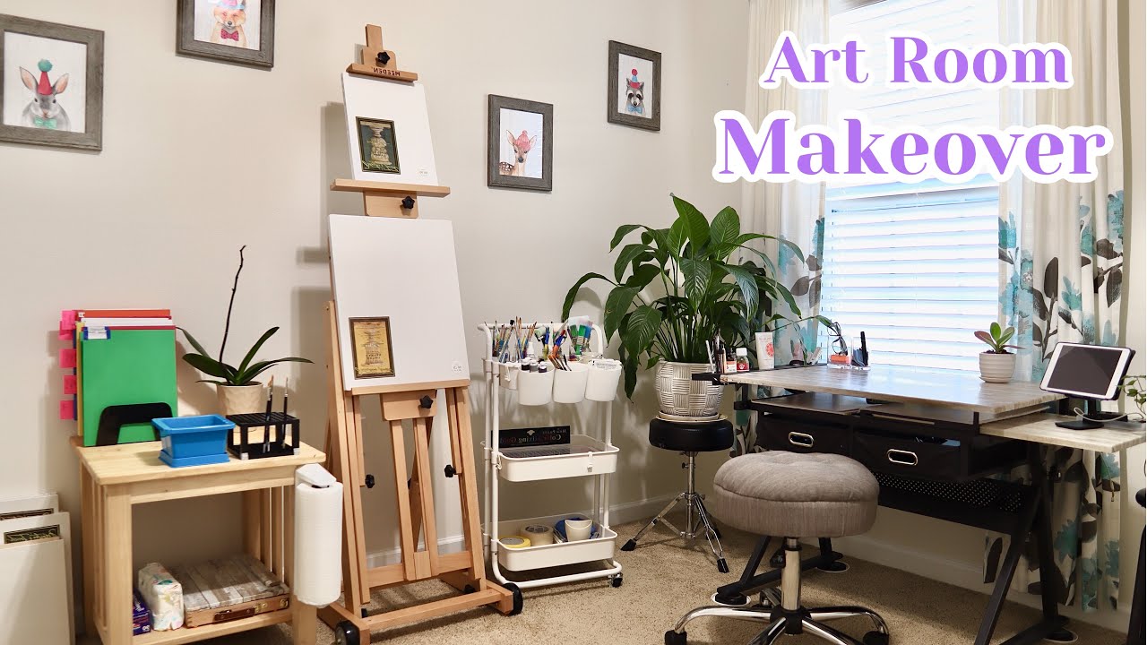 Art Studio Makeover | Set Up My Art Room | Cozy Art Vlog - YouTube