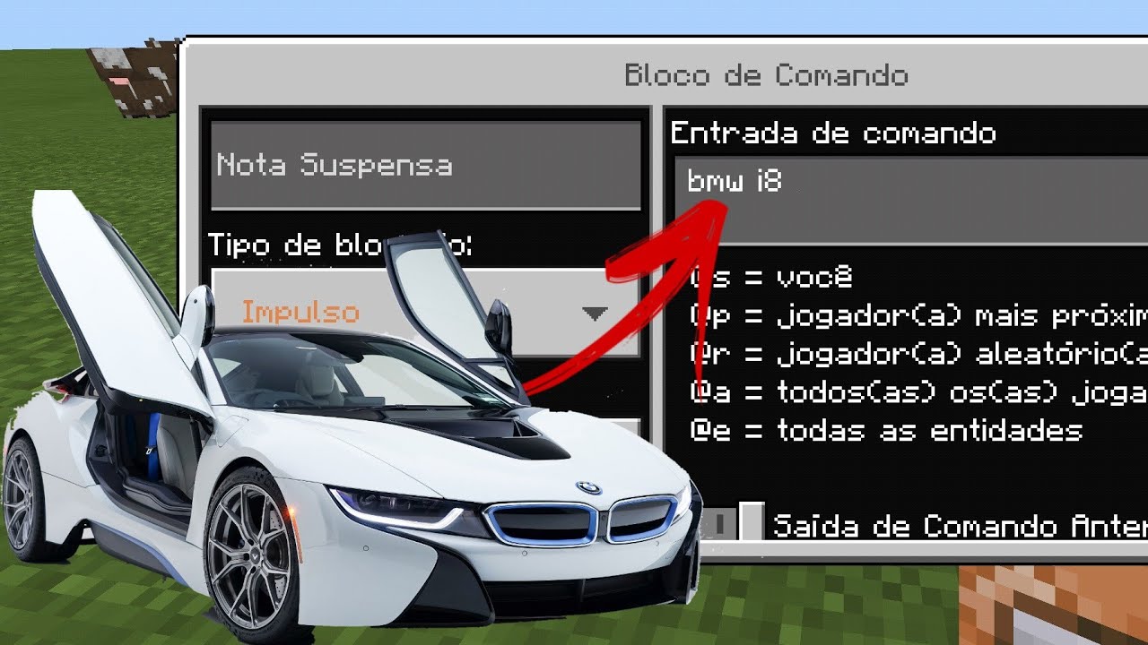 COMANDO DO BMW I8NO MINECRAFT PE (COMMAND BLOCK) car bmw i8 command ...
